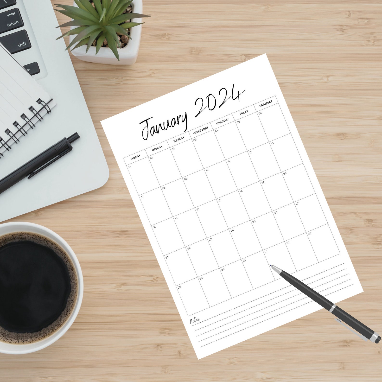 Printable Monthly Planner 2024/ Digital Calendar/ Minimalist - Etsy