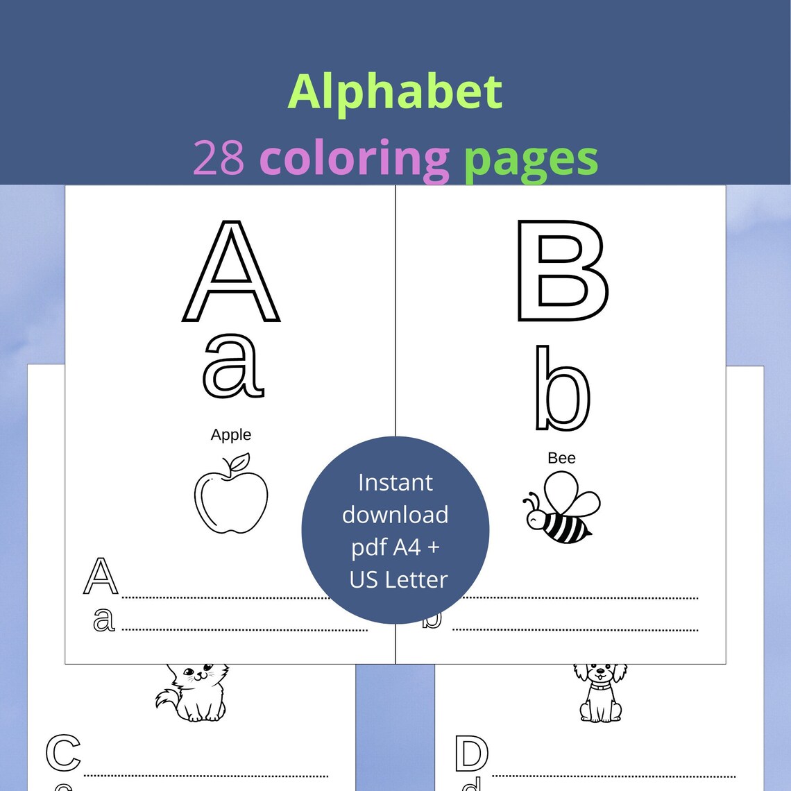 Printable ABC Alphabet Coloring Pages for Kids Letters Learning ...