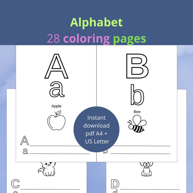 Printable ABC Alphabet Coloring Pages for Kids Letters Learning ...