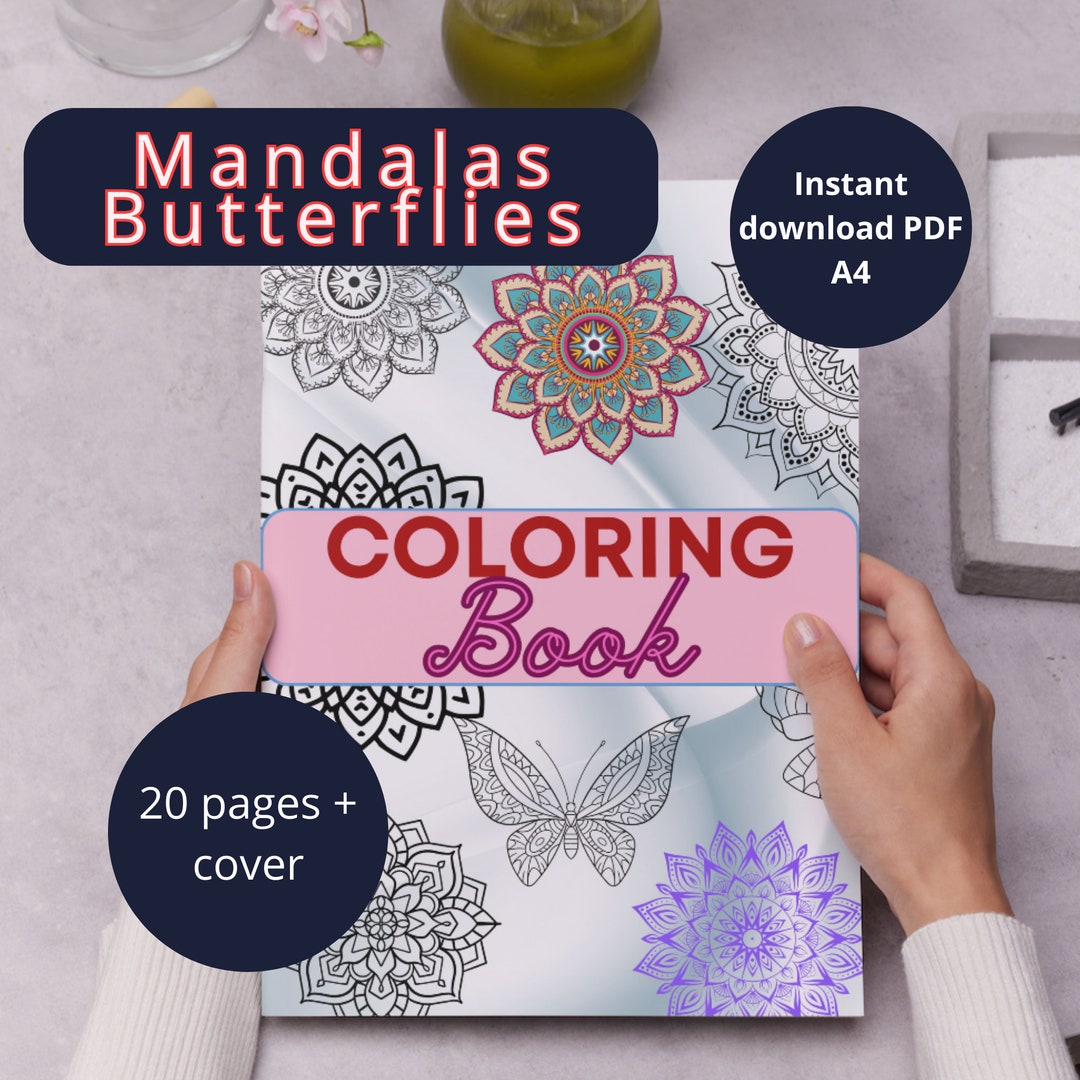 Printable Mandalas, Butterflies Coloring Book, Digital, Instant ...