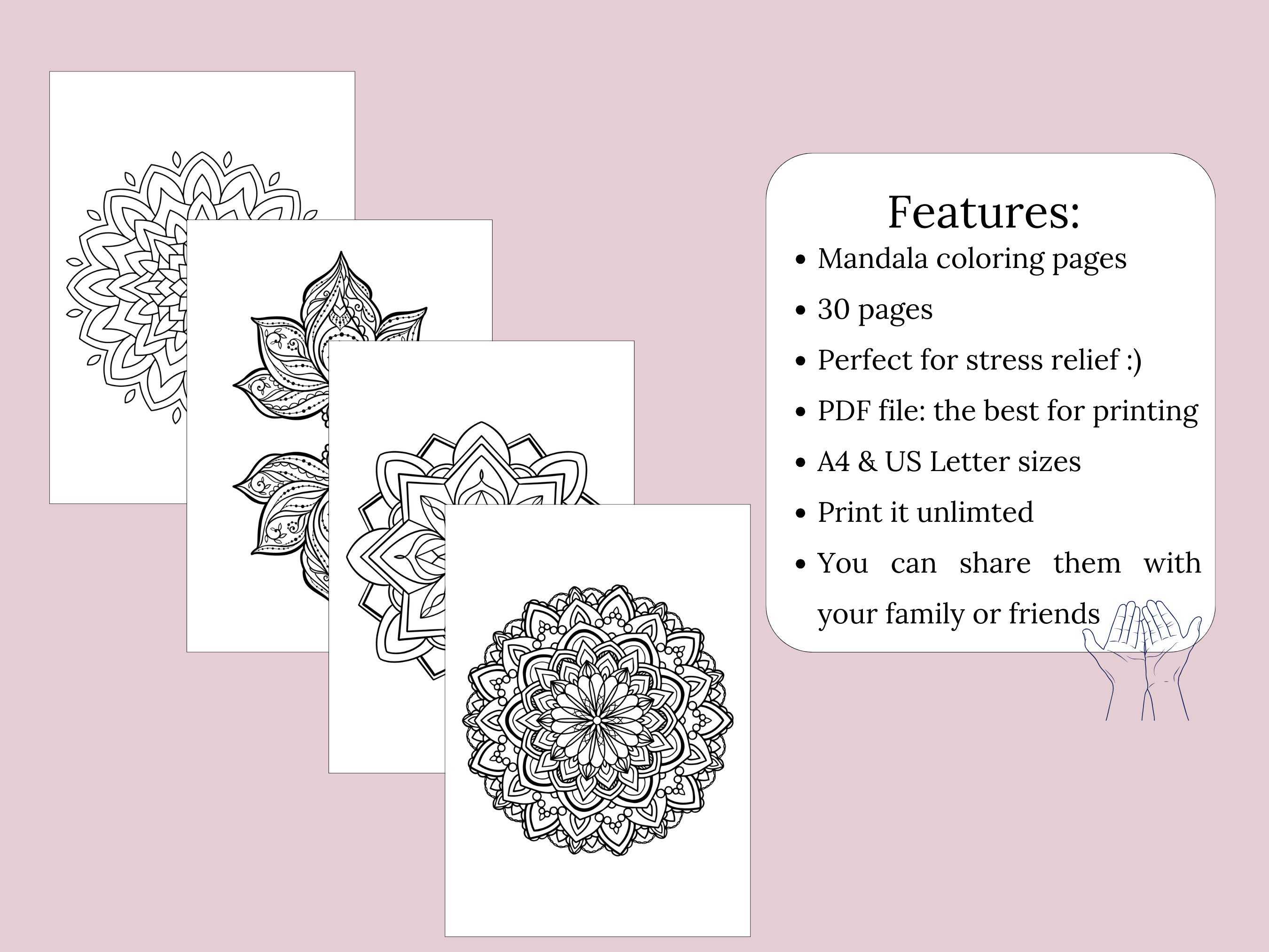 Mandala Coloring Pages Adult Color Book Meditation Activities Printable ...