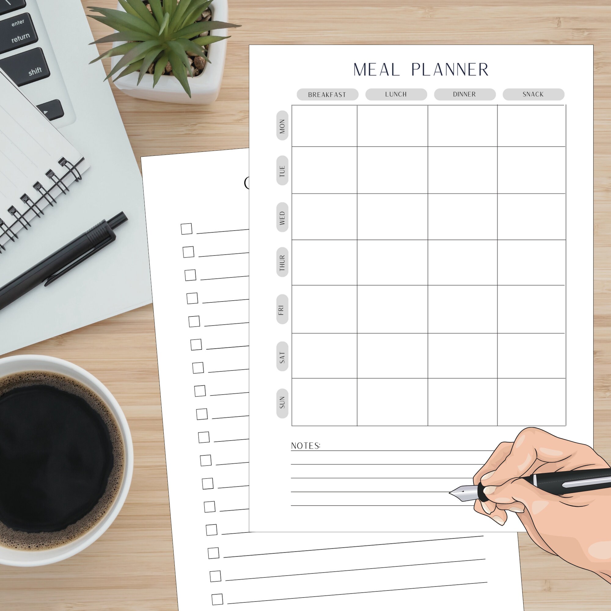 Minimalist Printable Weekly Meal Planner With Bonus Groceries List ...