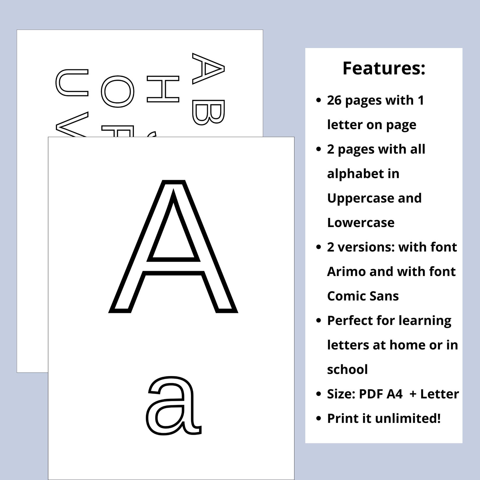 Printable Alphabet Coloring Pages/ ABC Uppercase & Lowercase/preschool ...