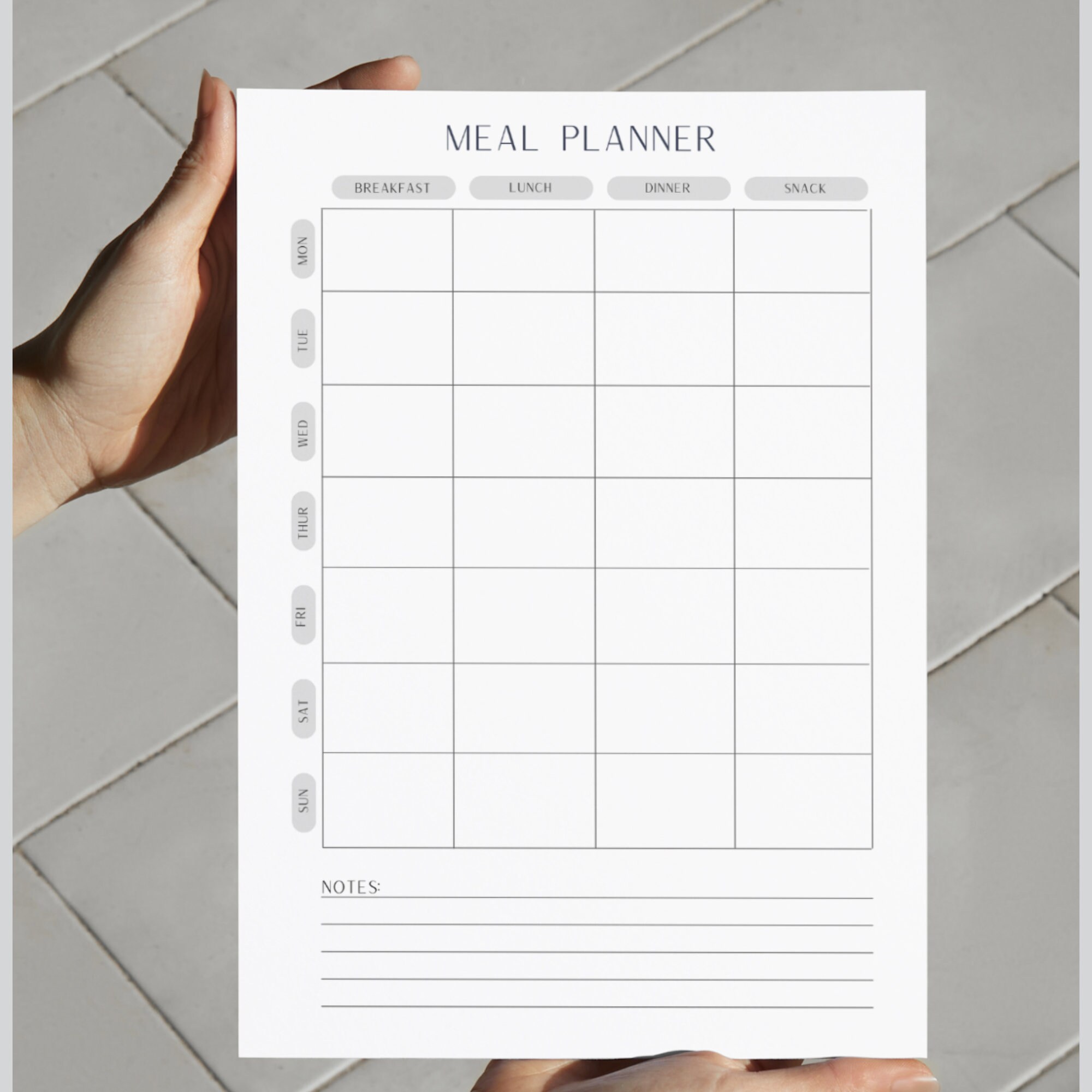 Minimalist Printable Weekly Meal Planner With Bonus Groceries List ...