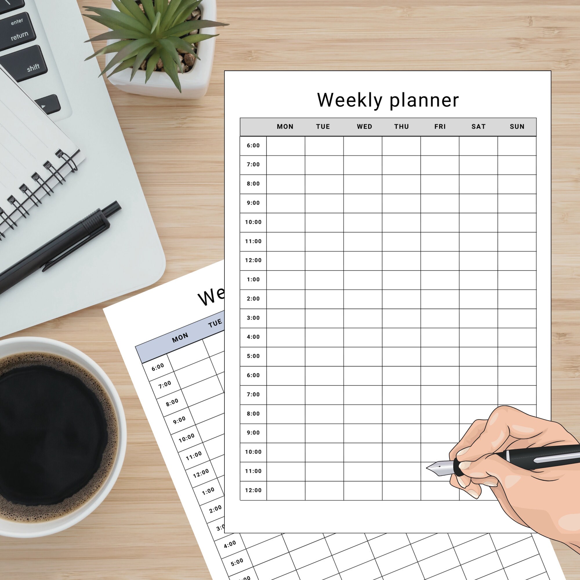 Digital Weekly Schedule Printable Planner in 4 Vibrant Shades - Etsy