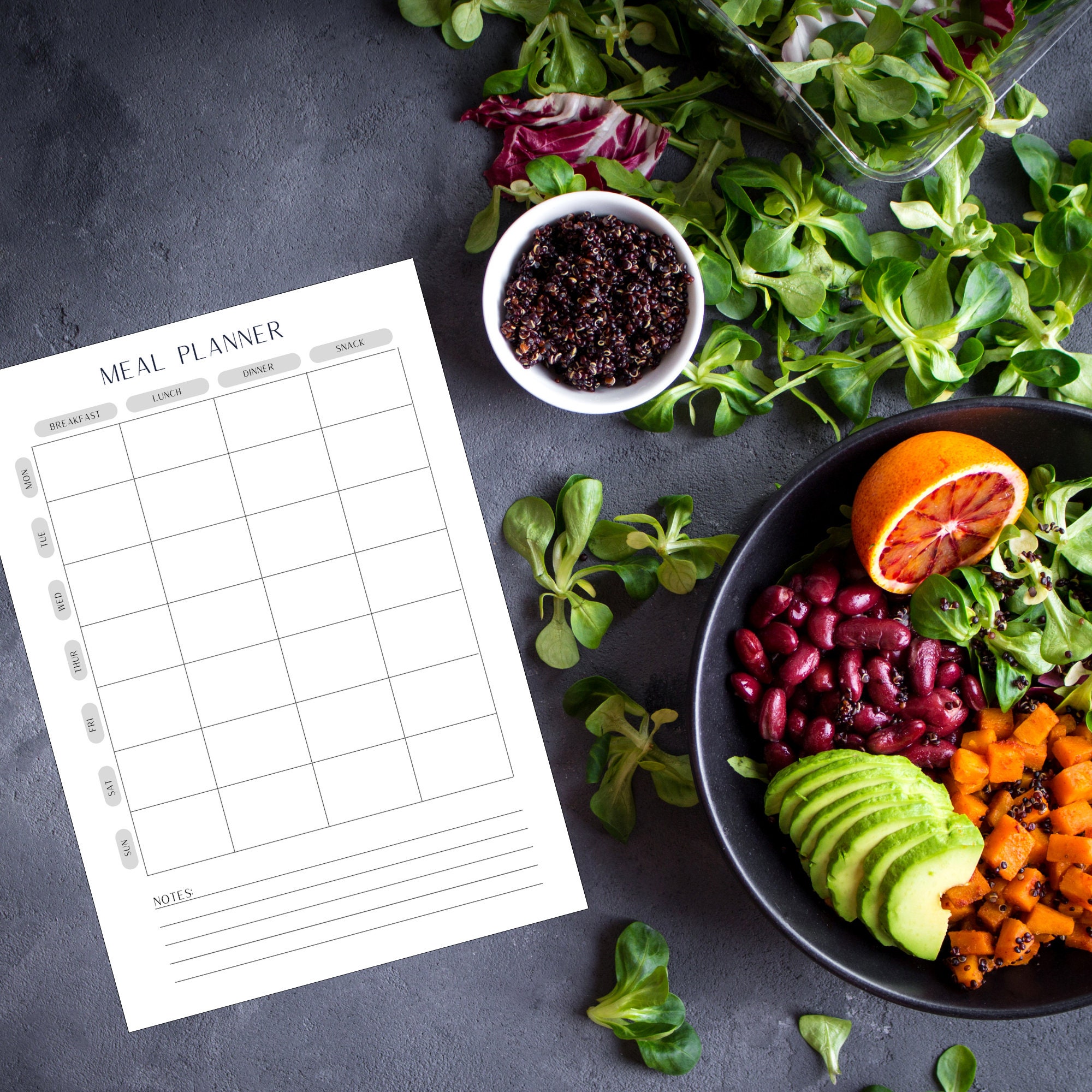 Minimalist Printable Weekly Meal Planner With Bonus Groceries List ...