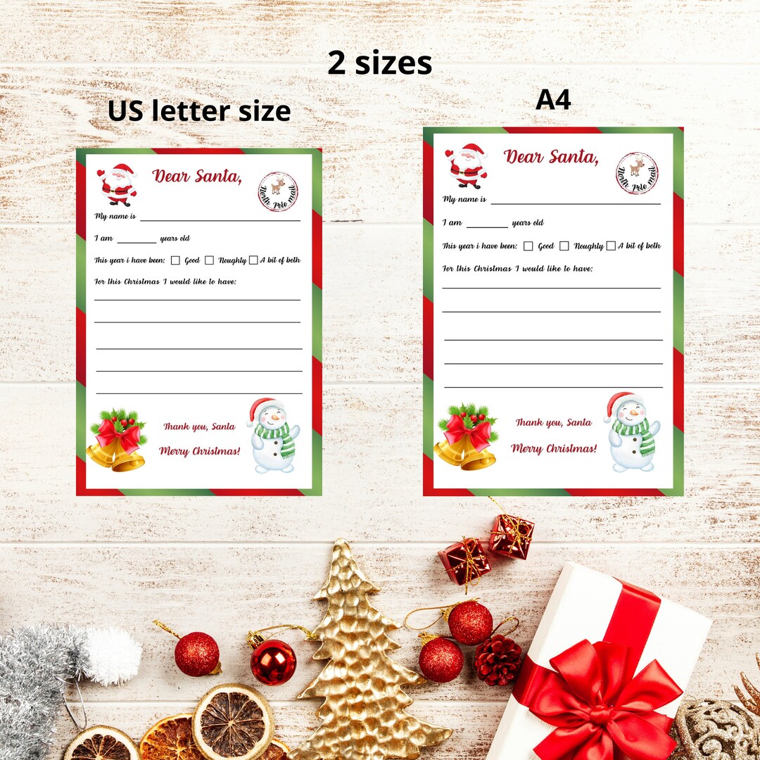 Printable Letter to Santa for Kids Festive PDF Digital Pdf US Letter ...