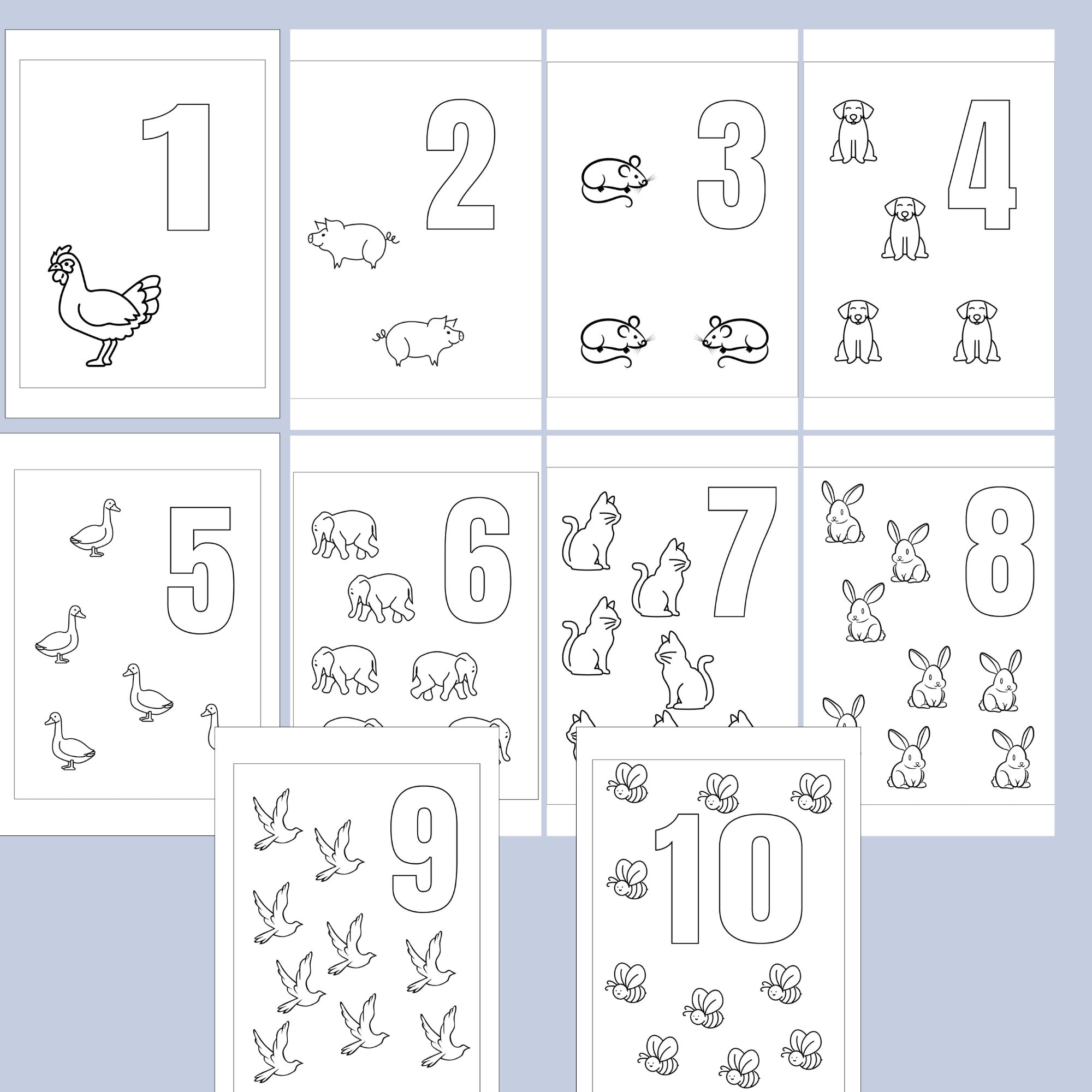 Printable Coloring Numbers for Kids 1-10 Learning to Count Preschool ...