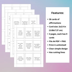 Printable Digital Affirmation Cards Set of 36 Daily Quotes PDF A4 & US ...