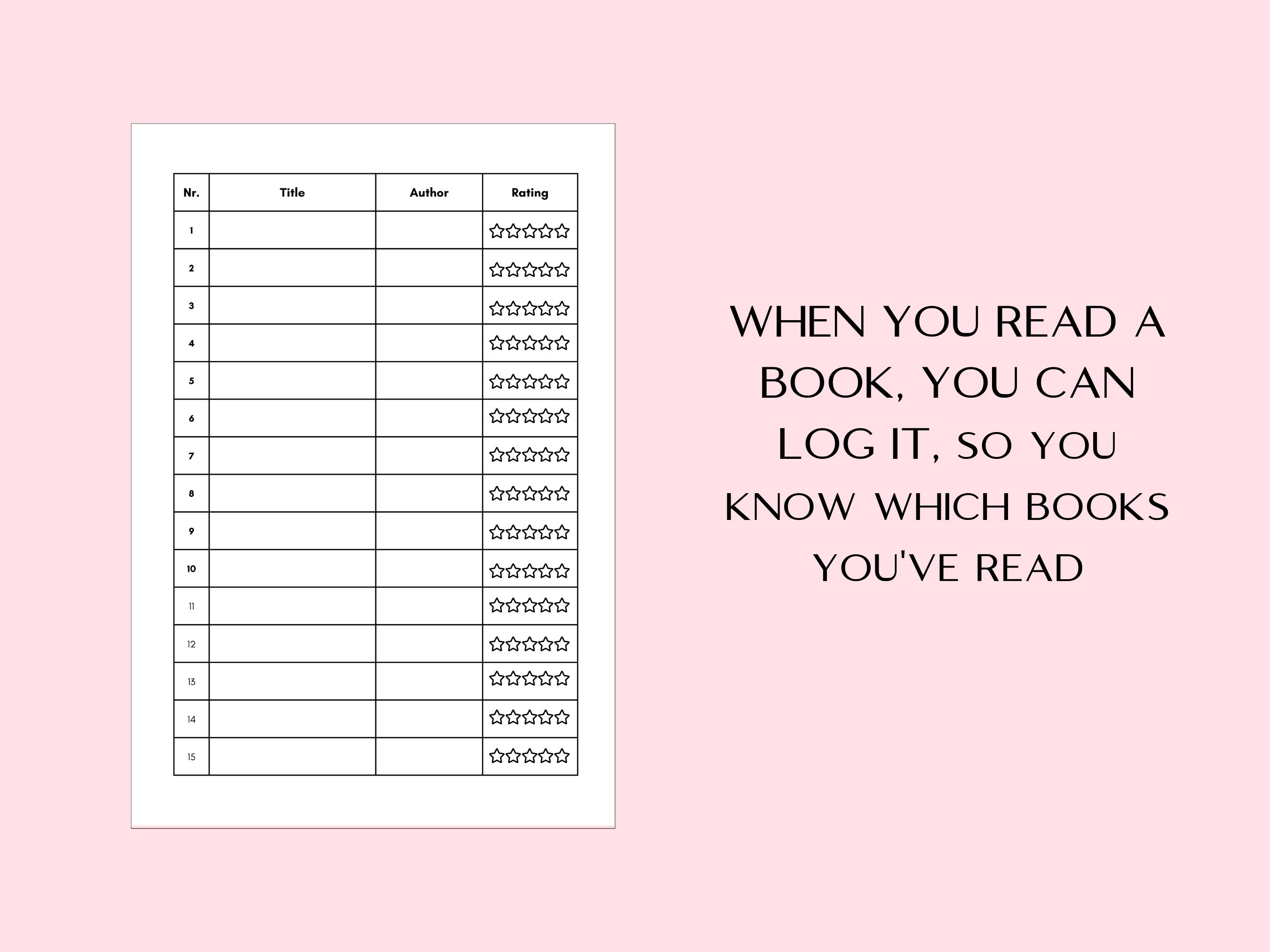 Printable Bookshelf Tracker & Reading Log 60 Books Challenge Track Your ...