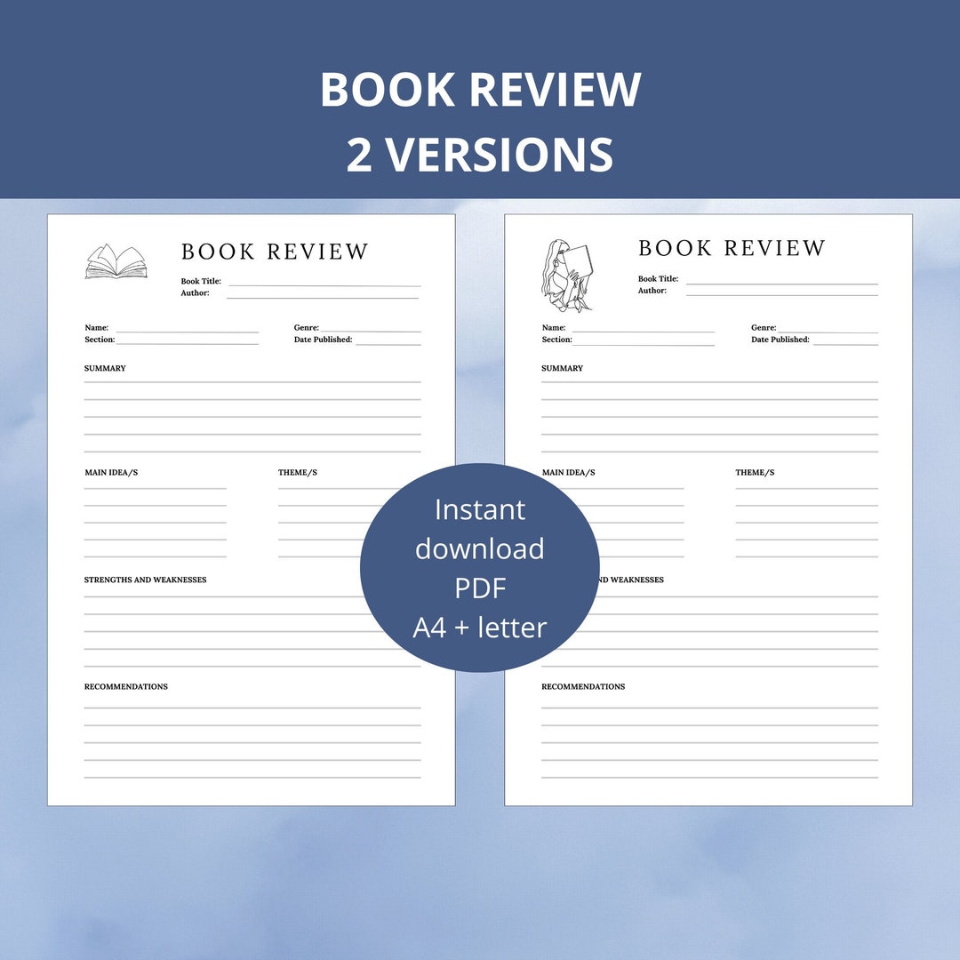 Engaging Book Review Printables 2 Versions Available Perfect for ...