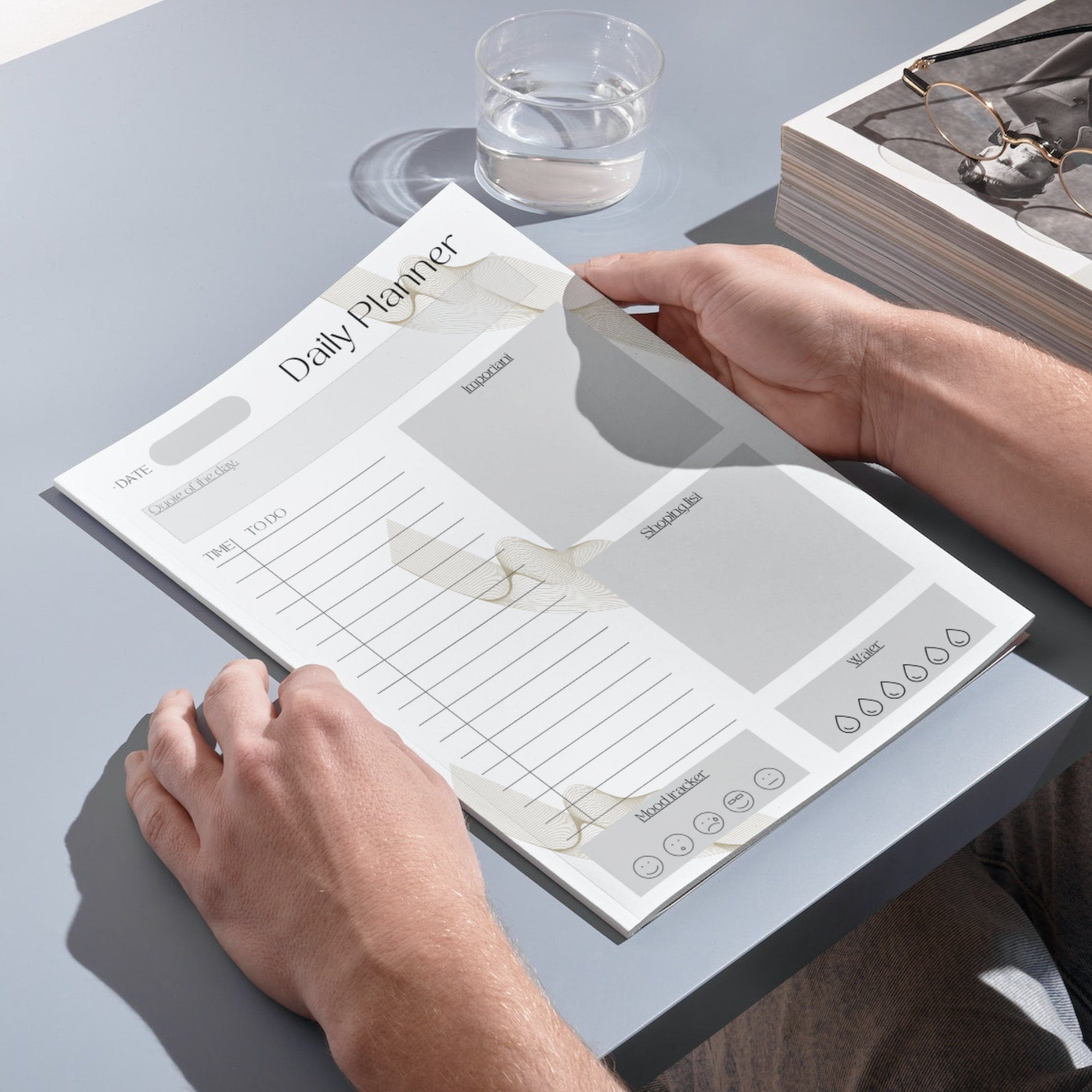 Printable Undated Daily Planner, to Do List, Water Tracker, Mood ...