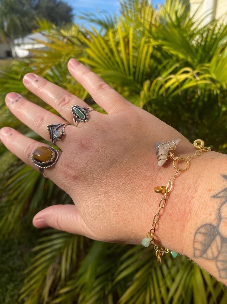 Fossil Bull Shark Tooth Charm Adjustable Bracelet - Etsy