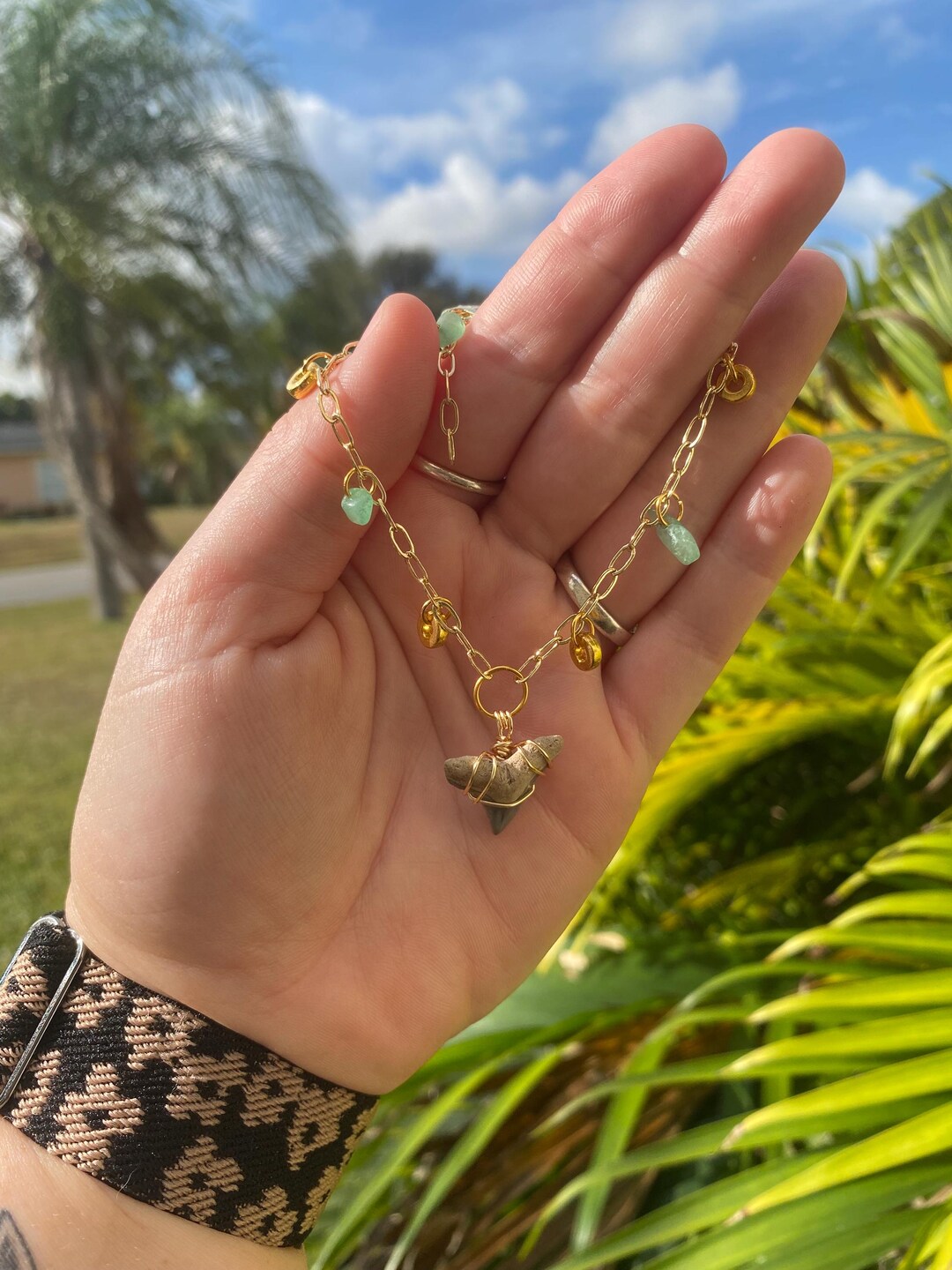 Fossil Bull Shark Tooth Charm Adjustable Bracelet - Etsy