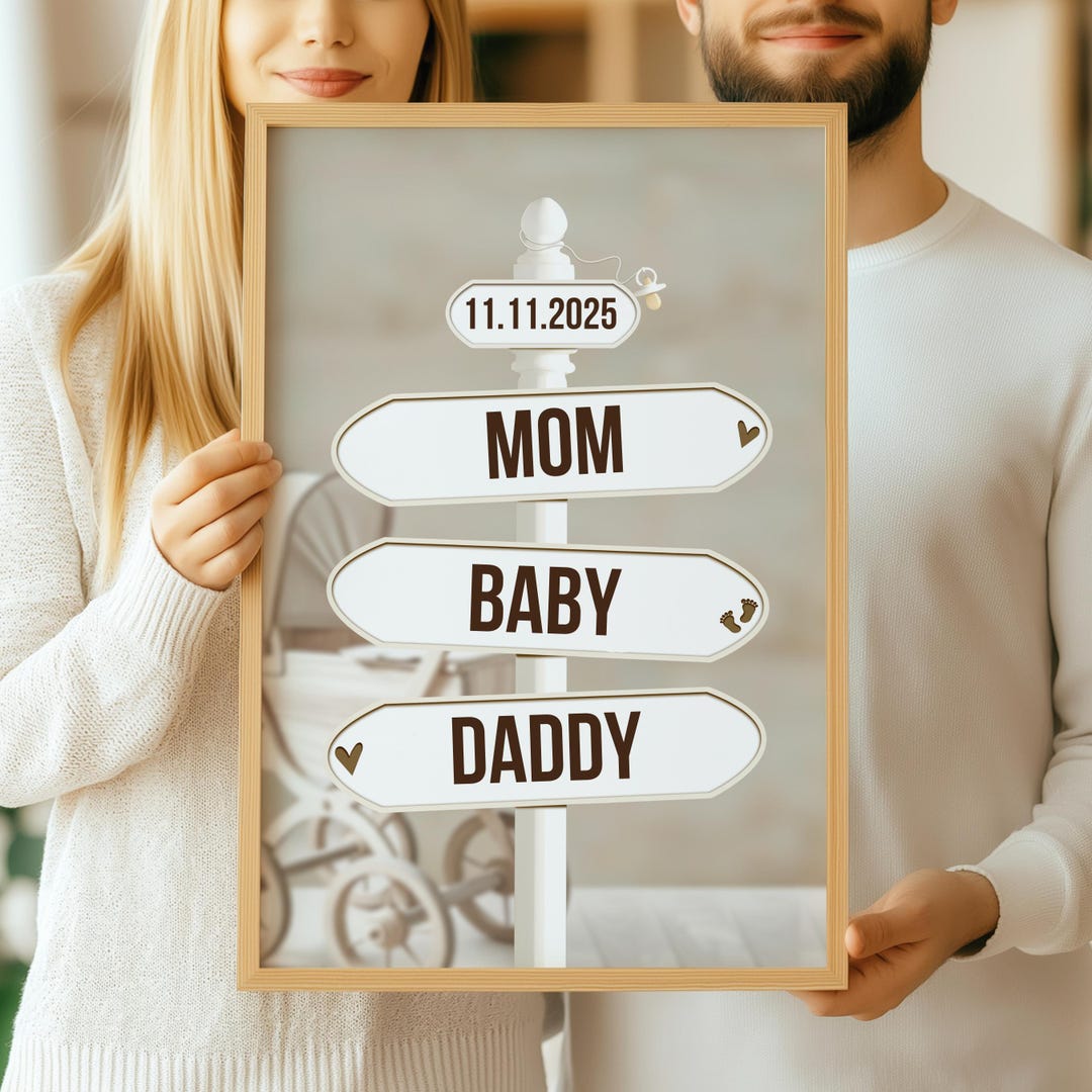 Personalized Birth Date Sign Modern Nursery Wall Art New Parent Gift ...