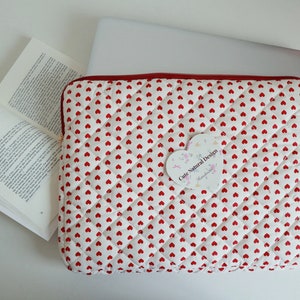 Red Heart iPad Sleeve, Quilted Tablet Sleeve, Laptop Bag, Organizer Bag ...