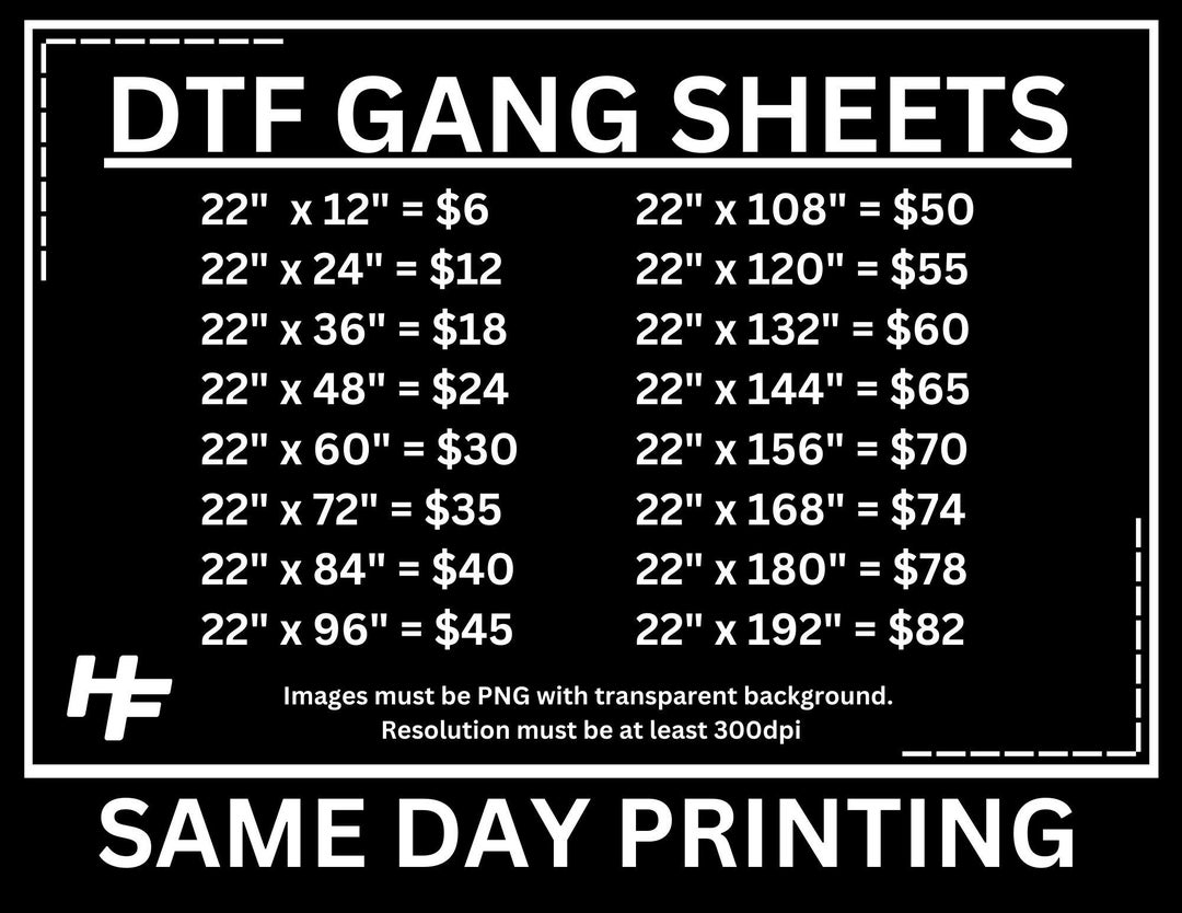 22" Custom DTF Gangsheet | Direct to Film Transfers | DTF Transfers | Personalized Heat Press ...