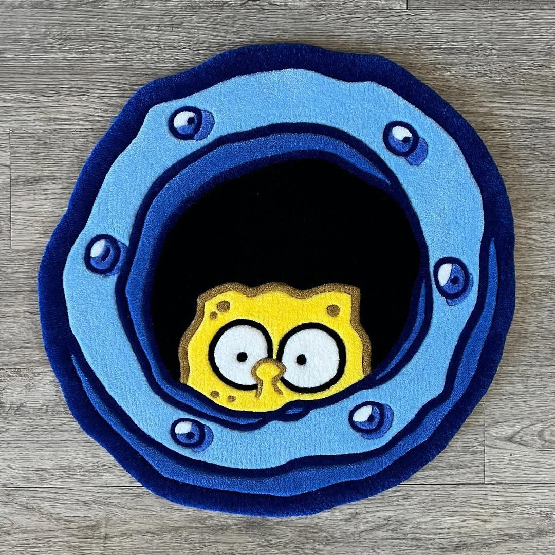 Custom Tufted Yellow Cartoon Character Rug: Handmade Acrylic Yarn Decor ...