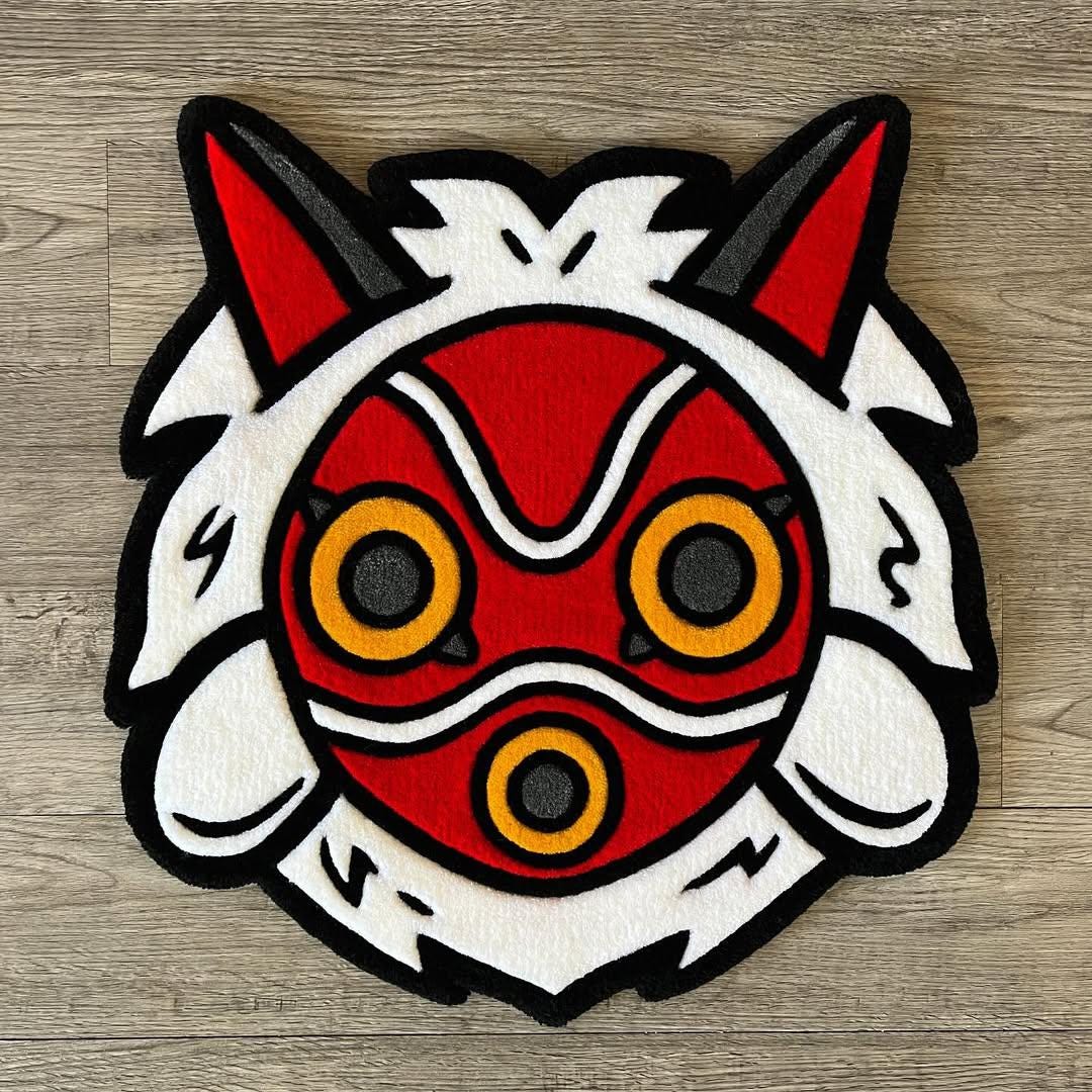 Handmade Tufted Custom Rug: Red Mask Anime Inspired Colorful Decor - Etsy