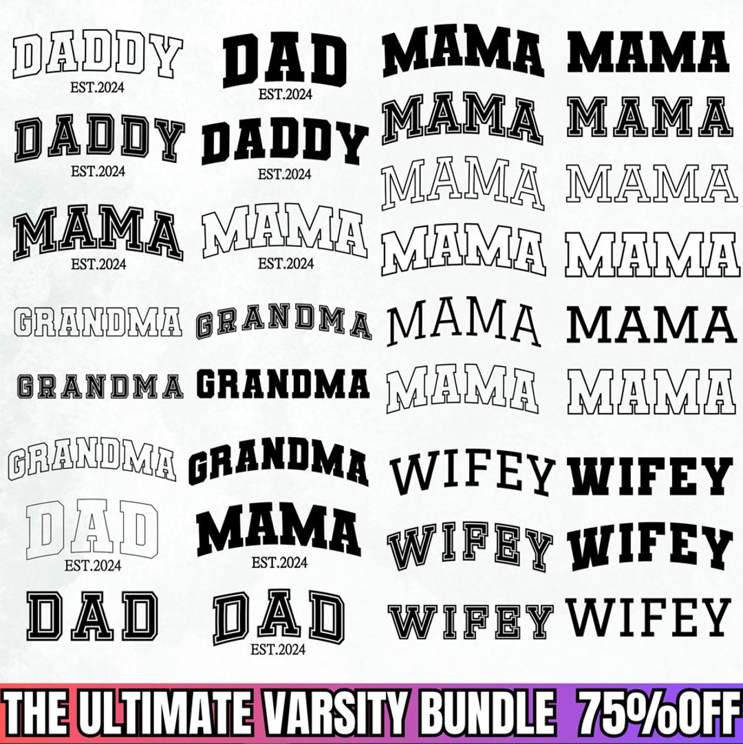 Varsity Bundle Svg, Mama Varsity Svg, Daddy Varsity Svg, Mama and Daddy ...