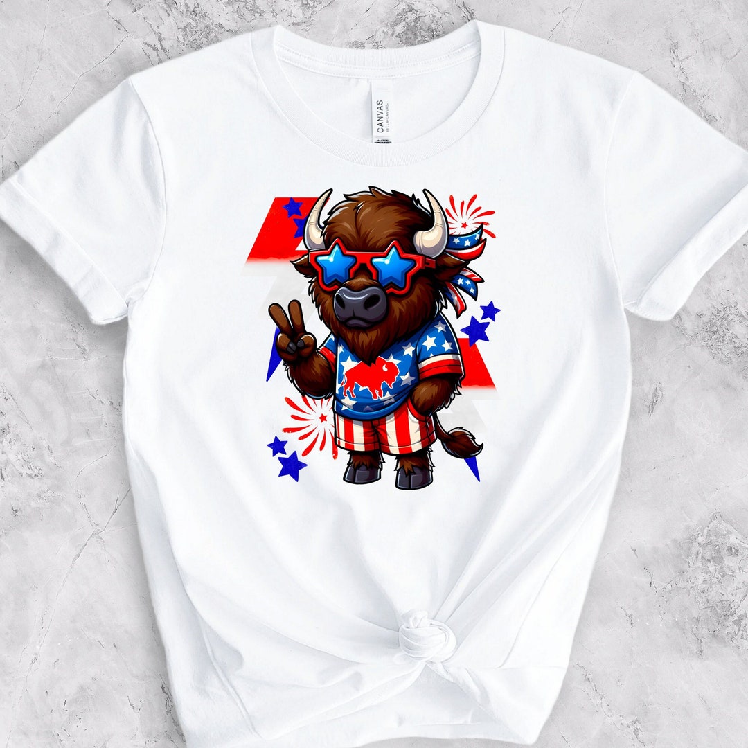 Patriotic Buffalo, Fourth of July, Red White Blue, America, Fireworks ...