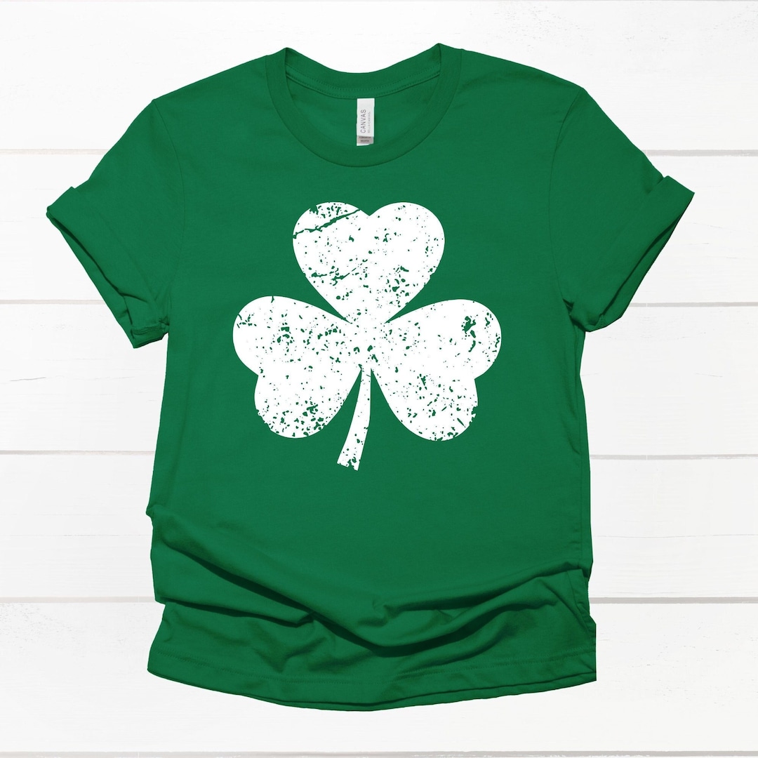 Distressed White Shamrock Clover St Patrick's Day DTF Transfers, Clear ...