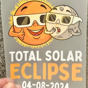 Total Solar Eclipse Cartoon Sun Moon 4/8/24 DTF Transfers, Clear Film ...
