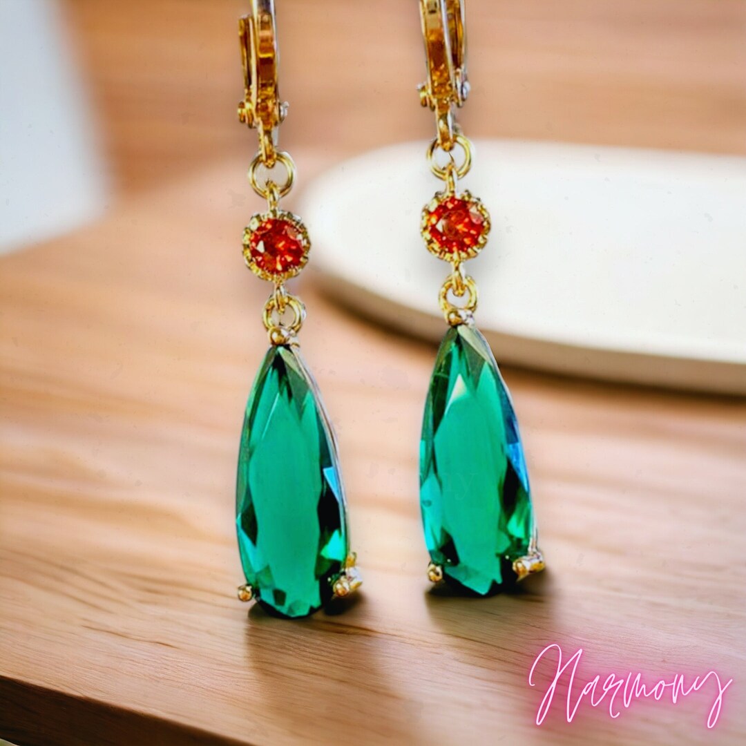 Howl's Moving Castle Earrings: Howls Earrings, Emerald Earrings, 14K ...