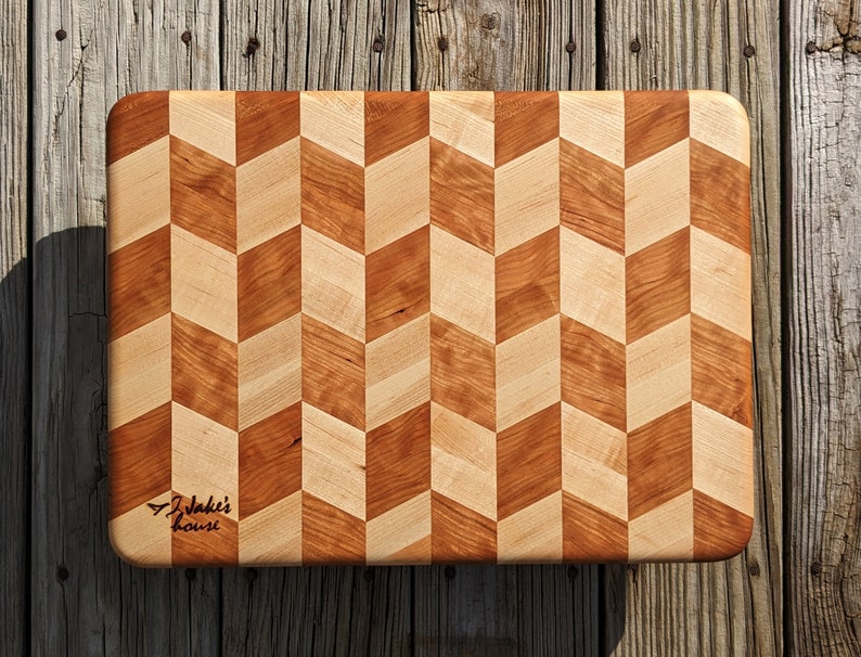 Beautiful Cutting Board or Serving Board With Chevron Pattern - Etsy