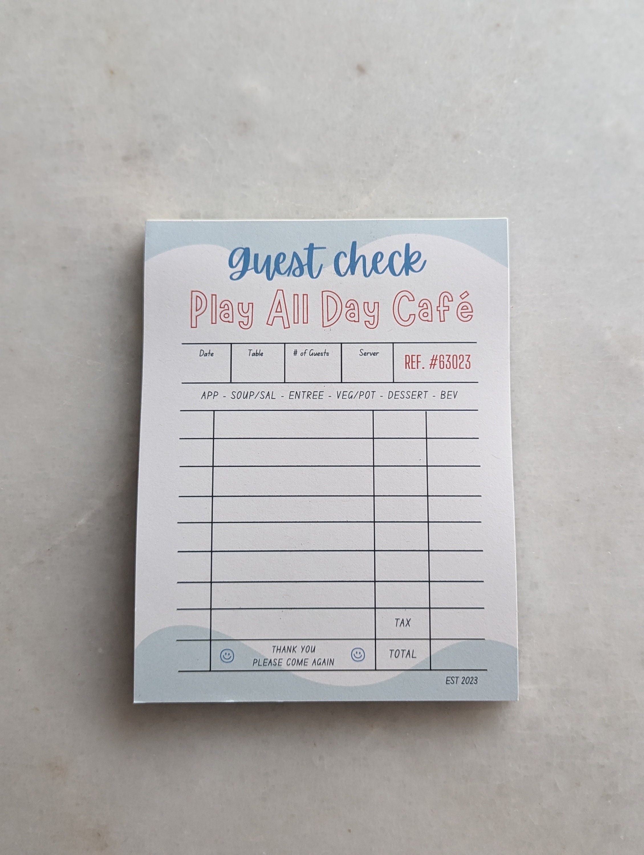 Restaurant Guest Check Pretend Play Notepad - 50 Pages per Notepad - Etsy