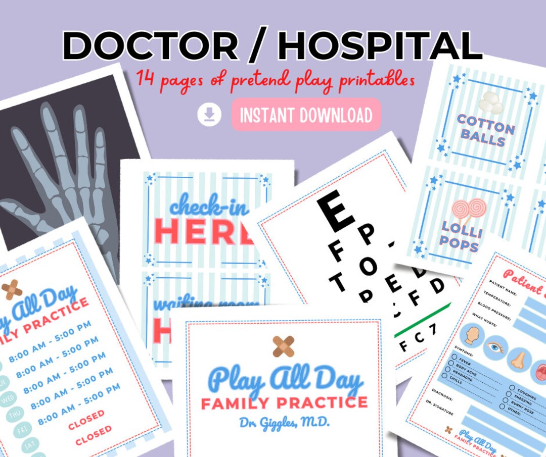 Doctor Pretend Play Printable Bundle for Kids to Play Doctor or ...