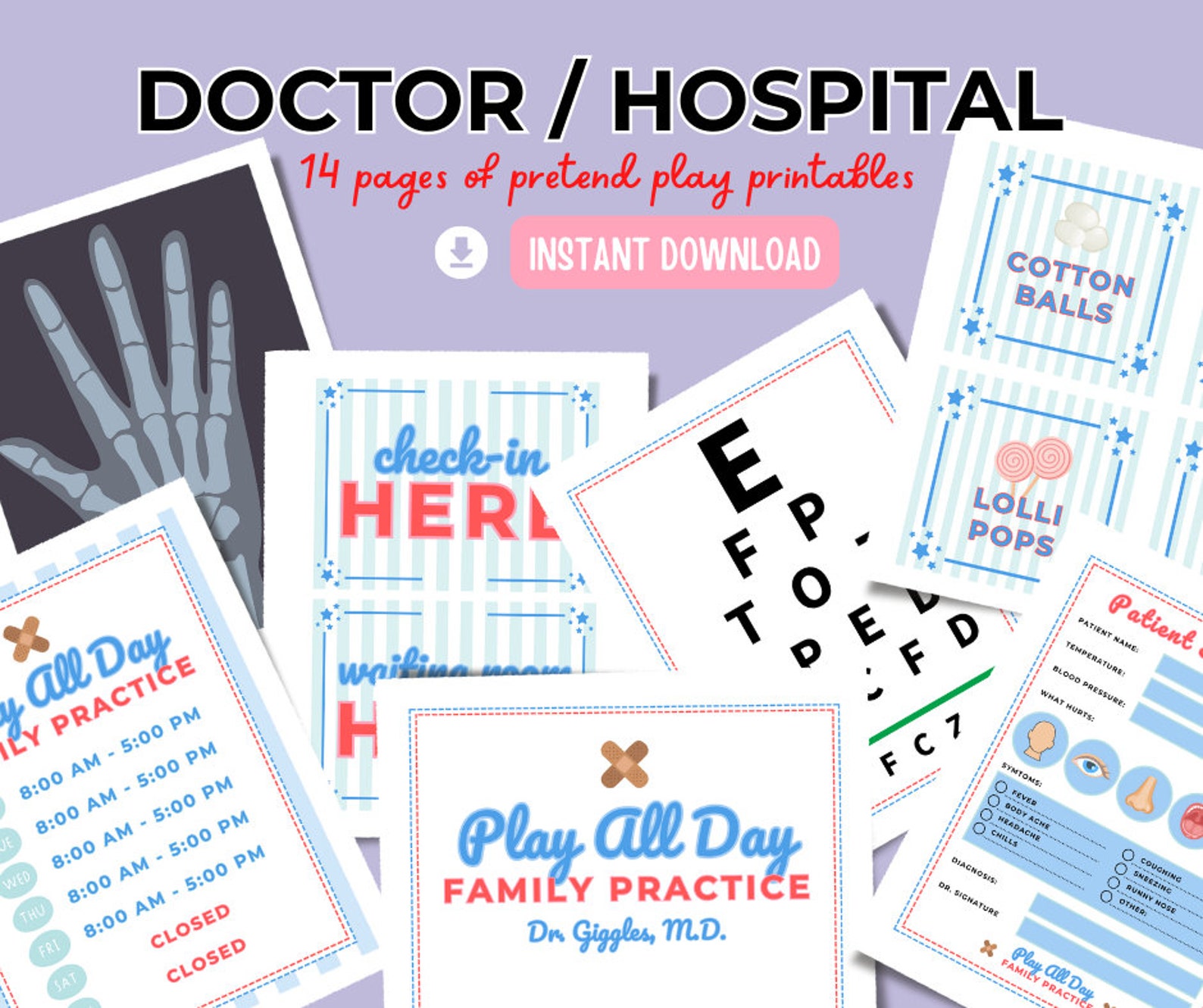 Doctor Pretend Play Printable Bundle for Kids to Play Doctor or Hospital - Instant Download - Etsy