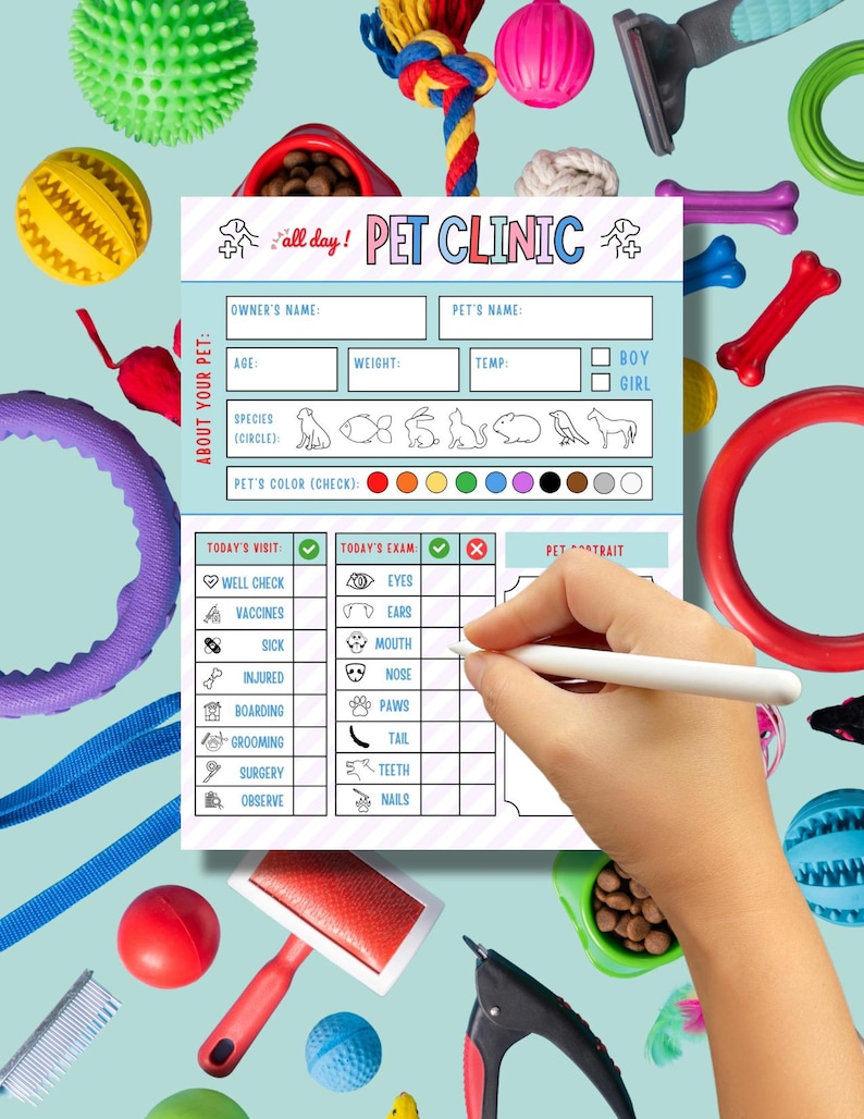 Pet Clinic / Veterinarian Pretend Play Notepad - 50 Pages per Notepad ...