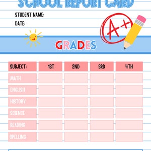 School Report Card Pretend Play Notepad - 50 Pages per Notepad - Etsy