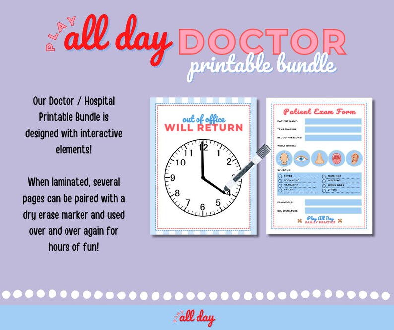 Doctor Pretend Play Printable Bundle for Kids to Play Doctor or ...