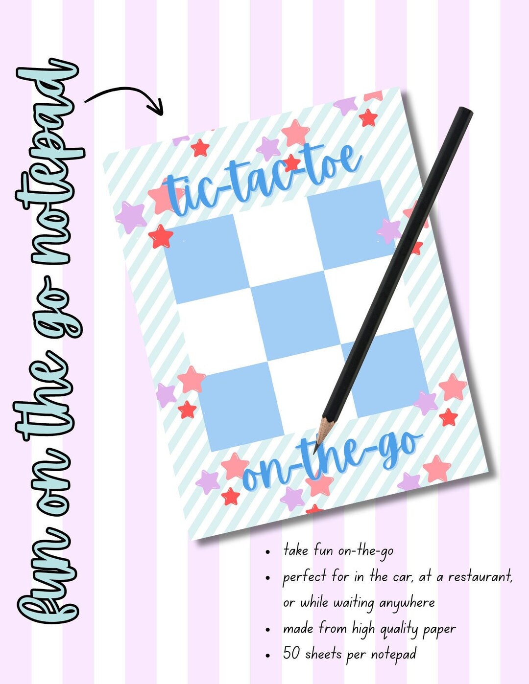 Tic Tac Toe On The Go Play Notepad 50 Pages Per Notepad Etsy