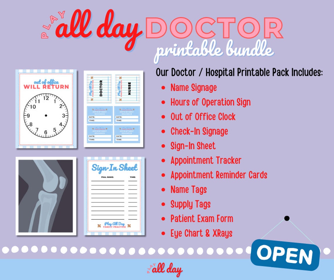 Doctor Pretend Play Printable Bundle for Kids (instant Download) - Etsy