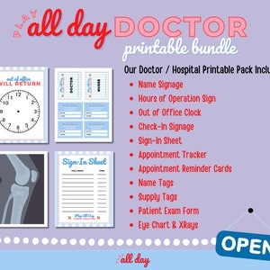 Doctor Pretend Play Printable Bundle for Kids to Play Doctor or ...