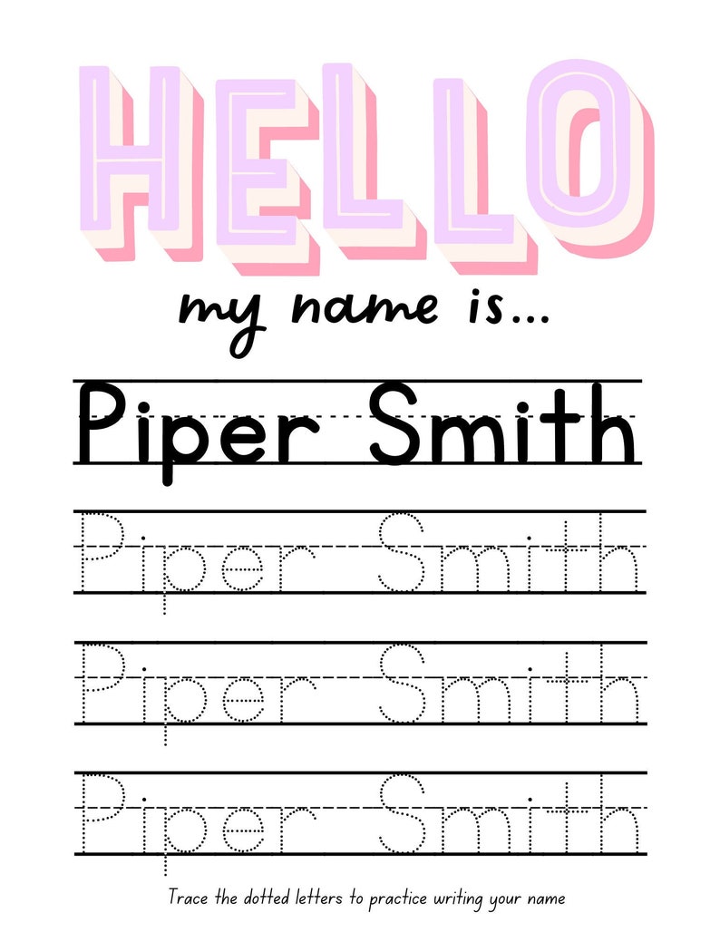 Custom Name Tracing Worksheet | Printable - Etsy