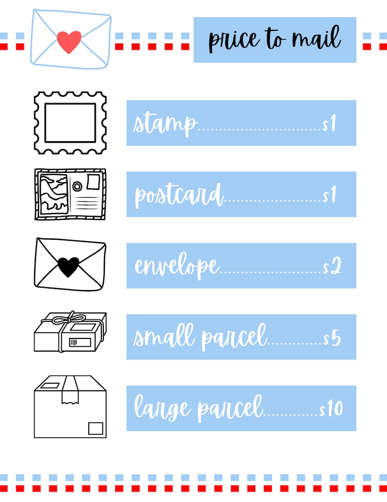 Post Office Pretend Play Printable Bundle for Kids (instant Download ...