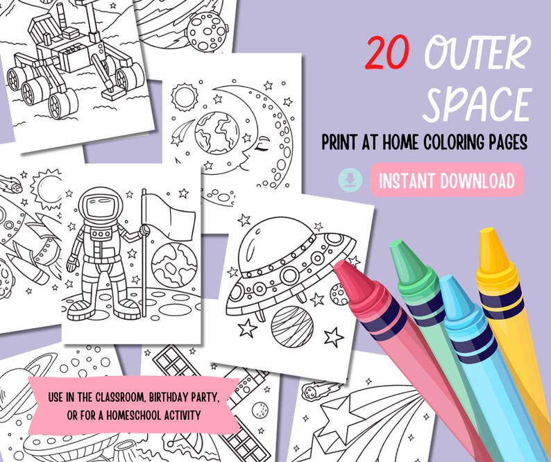 20 Outer Space Print at Home Coloring Pages - Set of 20 - Etsy