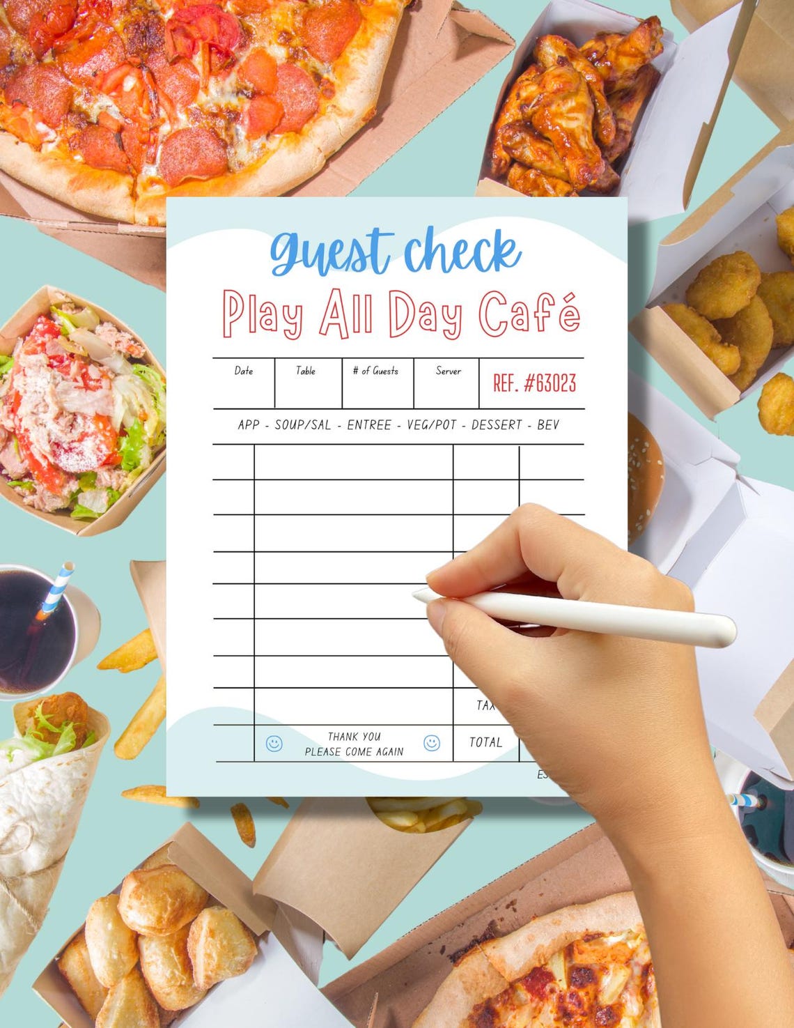 Restaurant Guest Check Pretend Play Notepad - 50 Pages per Notepad - Etsy