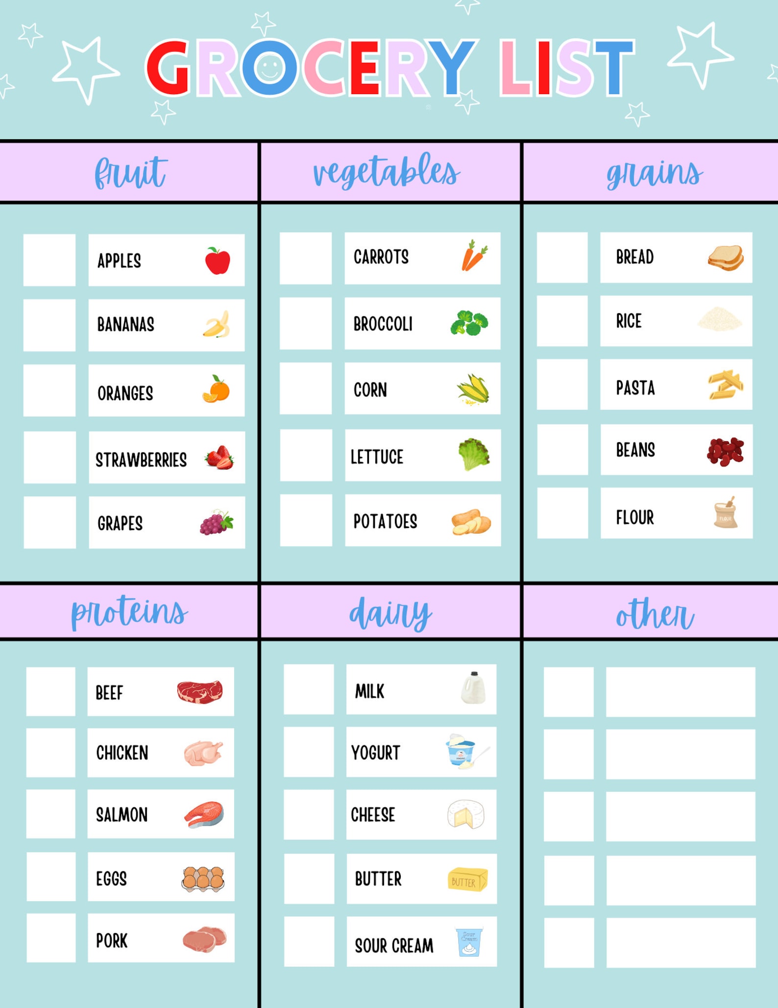 Grocery List Pretend Play Notepad - 50 Pages per Notepad - Etsy
