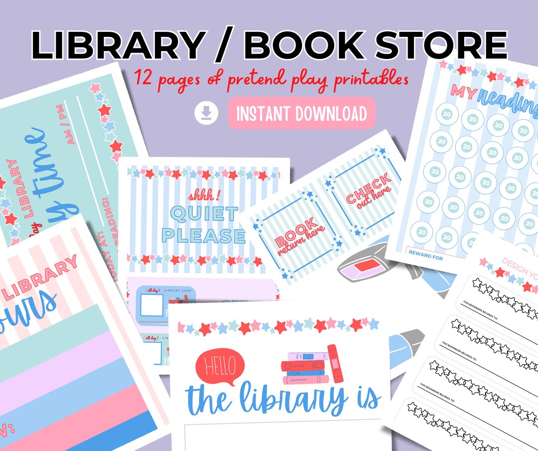 Pretend Play Library Printable Bundle for Kids (instant Download) - Etsy