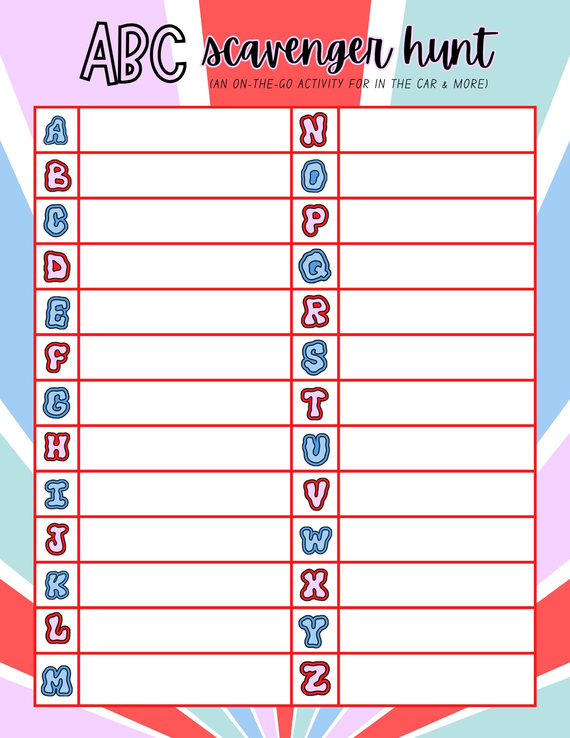 ABC Scavenger Hunt Fun-on-the-go Notepad - 50 Pages per Notepad - Etsy