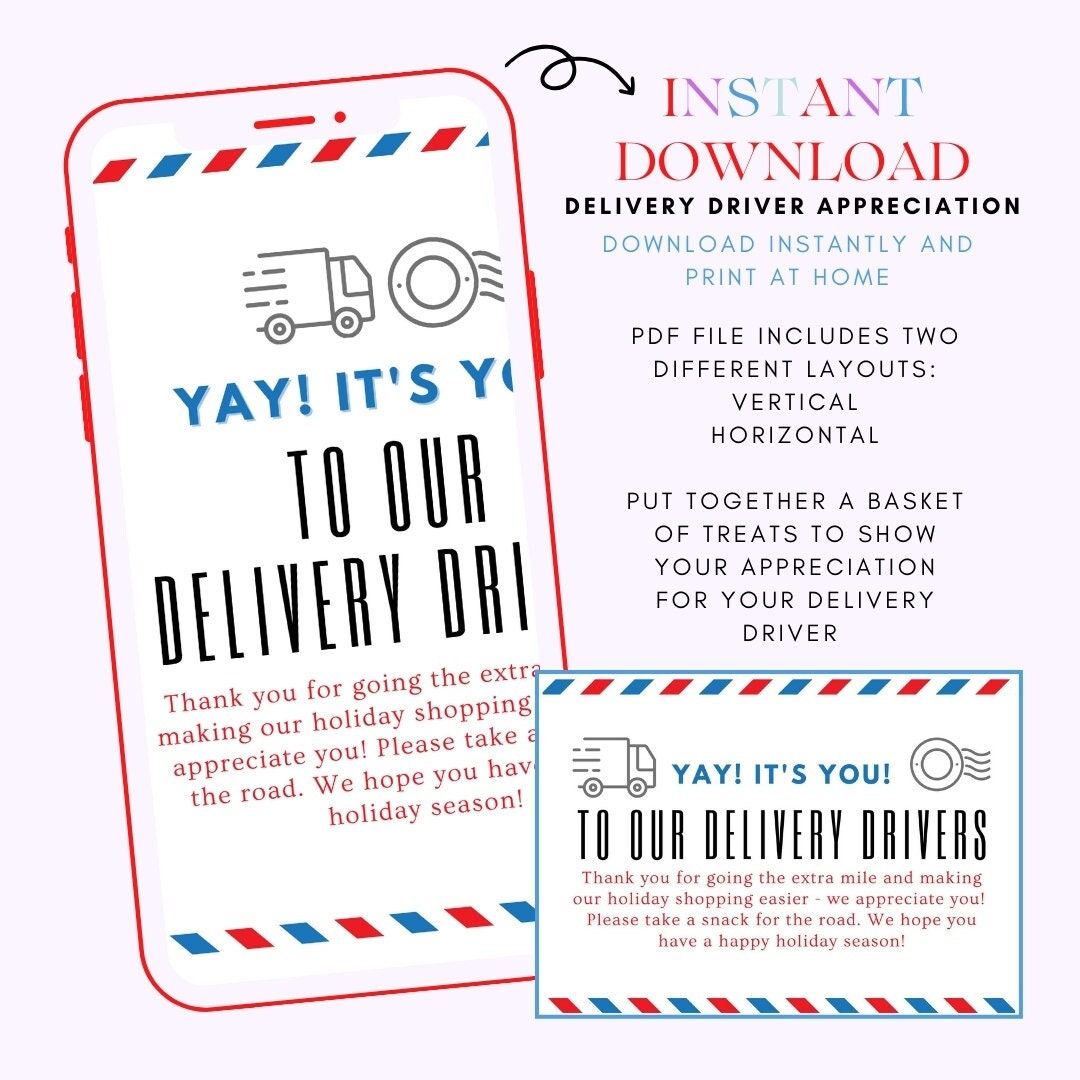 Printable Delivery Driver Appreciation Basket Sign - Etsy