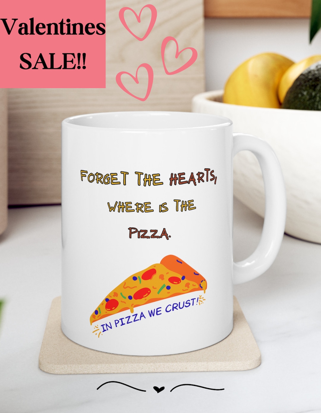 Forget the Pizza Where is the Hearts Ceramic Mug, Funny Valentine's ...