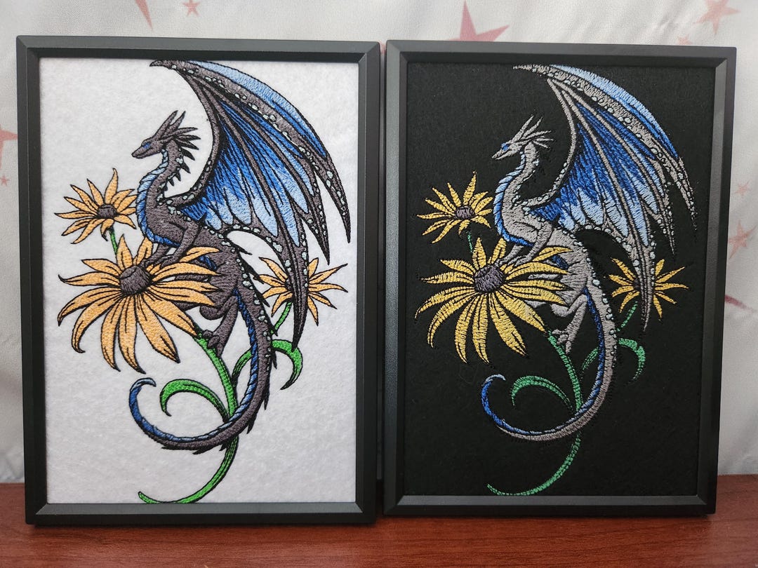 5x7" Blue Morpho Butterfly Dragon Framed Embroidery Art - Etsy