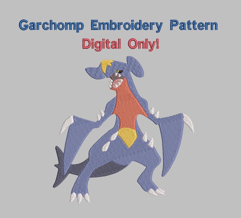 Garchomp Embroidery Pattern - Etsy