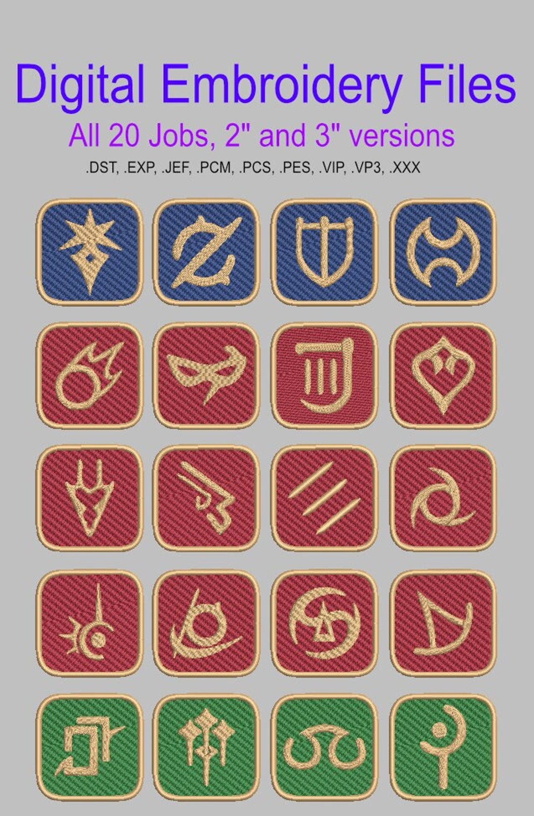 FF14 Job Icon Patch Embroidery Files - Updated for Dawntrail - Etsy
